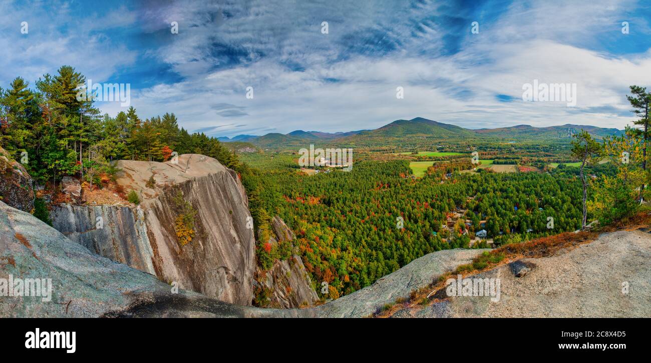 Panoramic aerial view of beautiful Maine foliage landscape from ...