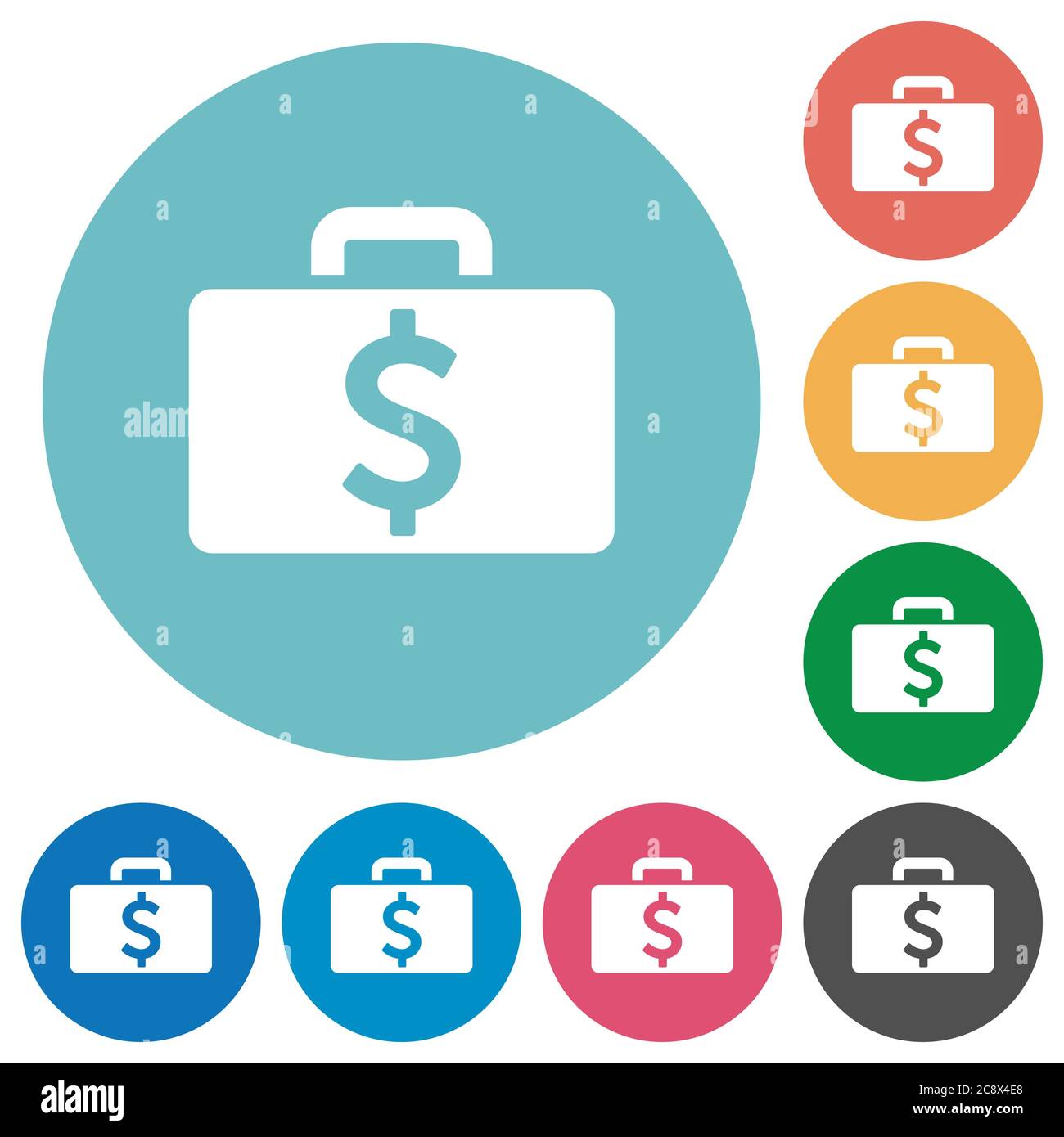 Flat Dollar bag icon set on round color background Stock Vector Image ...