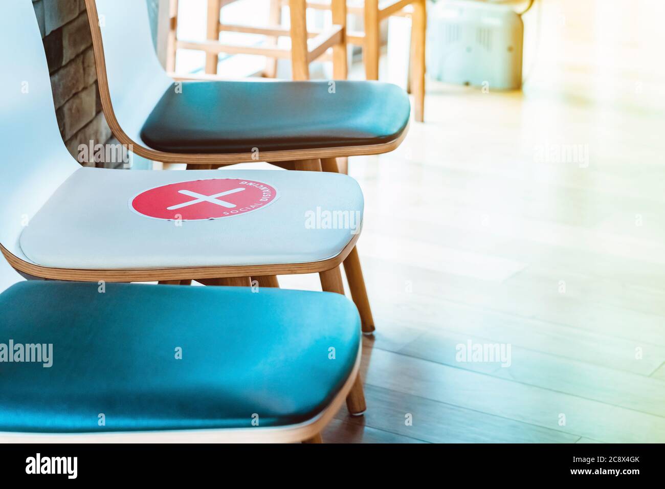 Alternative seating mark for social distance rules in the cafe distance ...