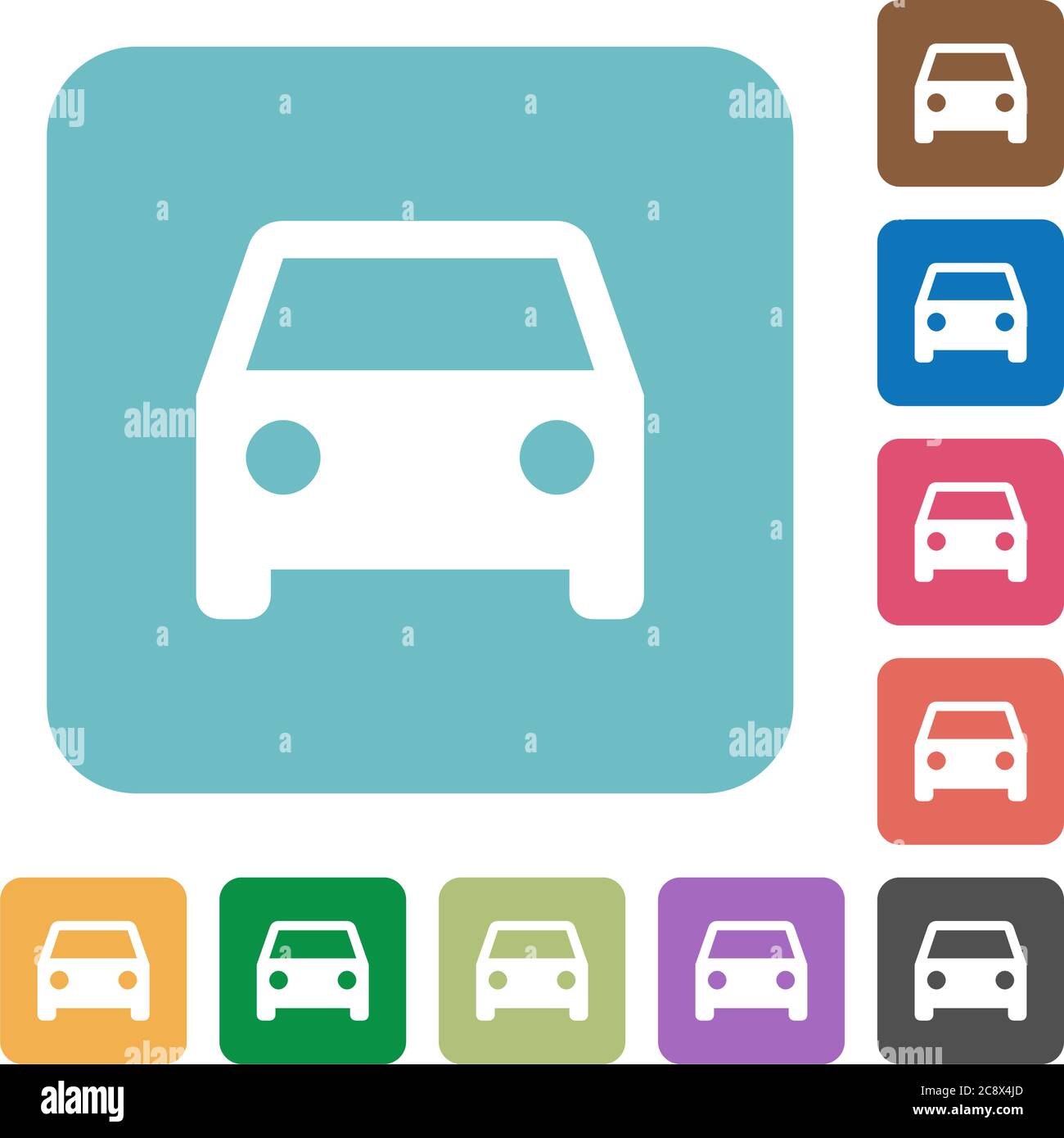 Flat car icons on rounded square color backgrounds Stock Vector Image ...