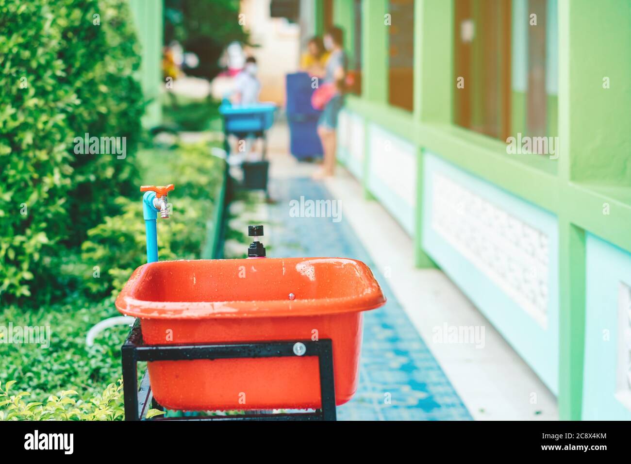 Hand washing area for cleaning to prevent the spreading of the Corona ...