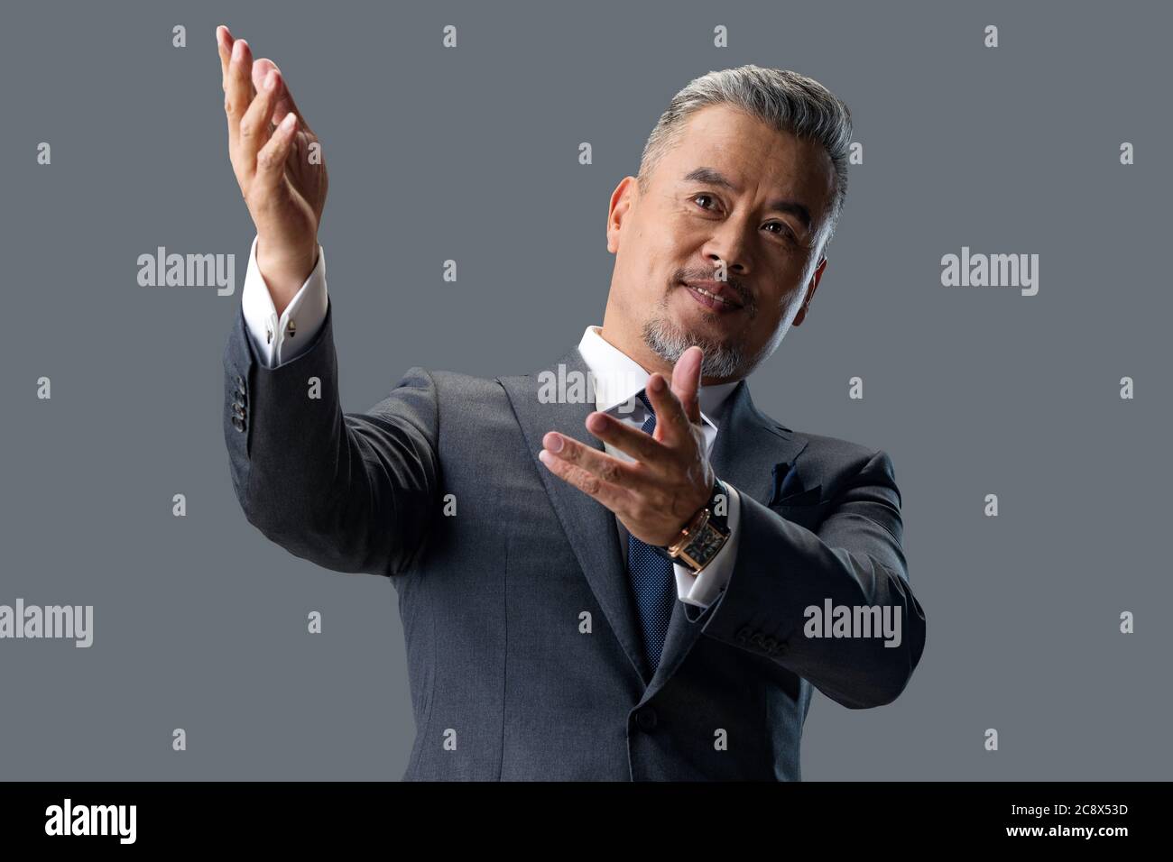 Business man stretched out his hand Stock Photo - Alamy