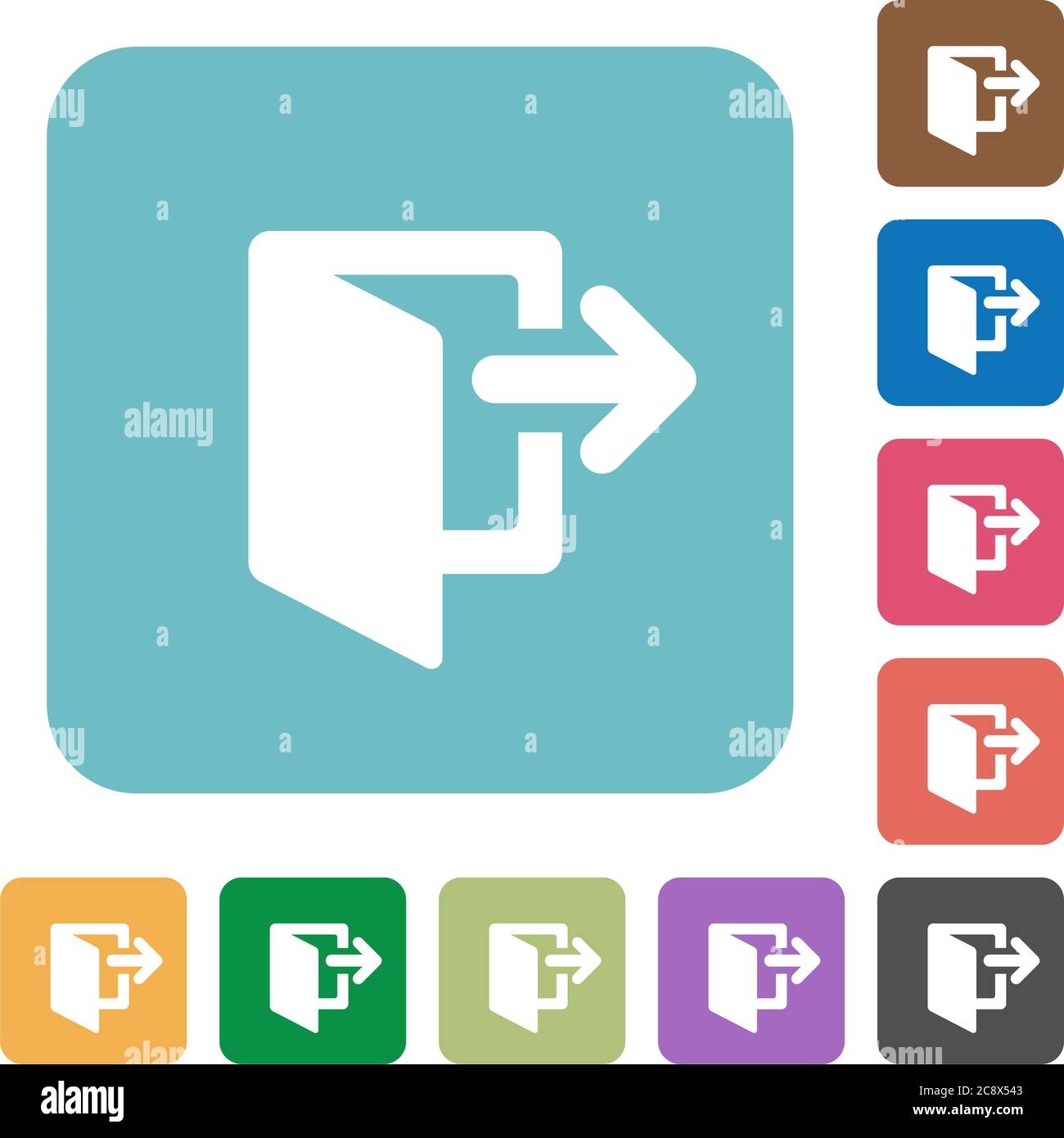 Flat exit icons on rounded square color backgrounds Stock Vector Image ...