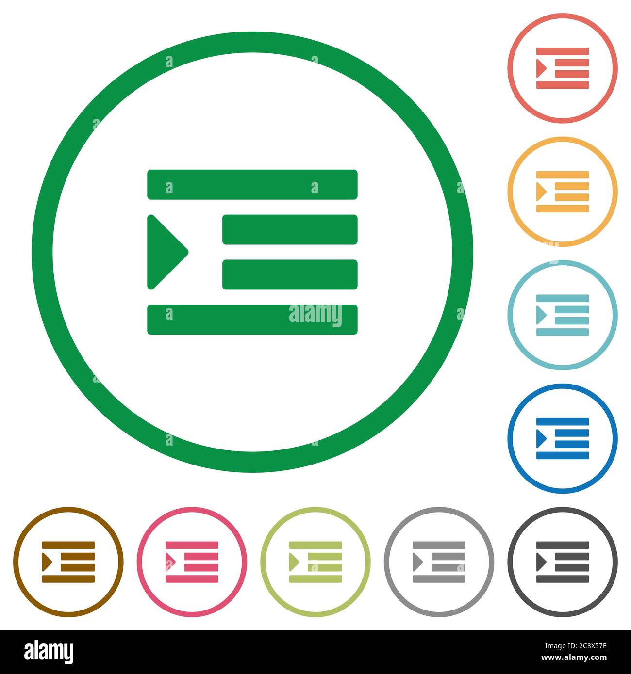 Set of Increase text indent color round outlined flat icons on white background Stock Vector ...