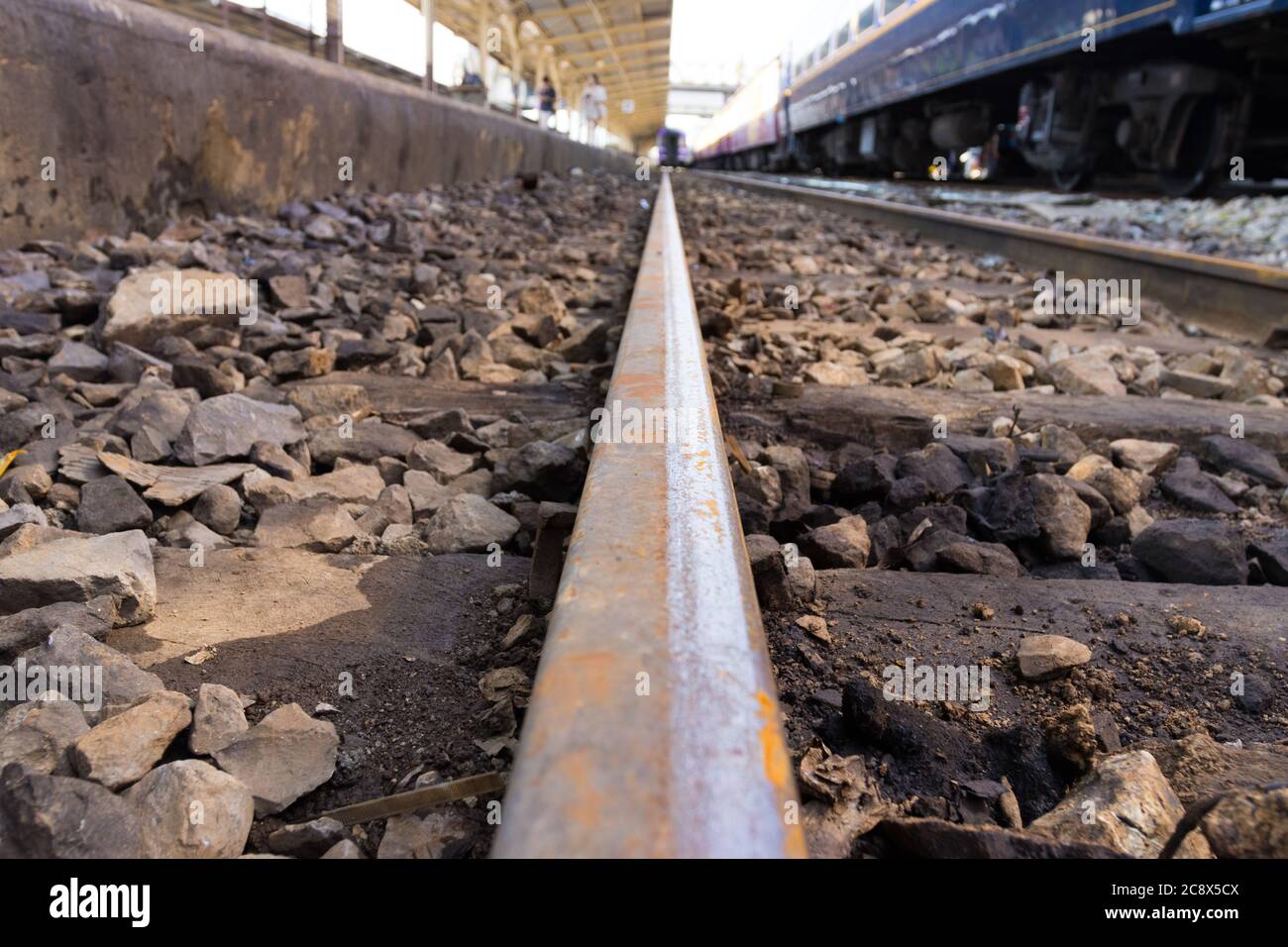 Iron rusty Railway tracks railroad for Trains Stock Photo - Alamy