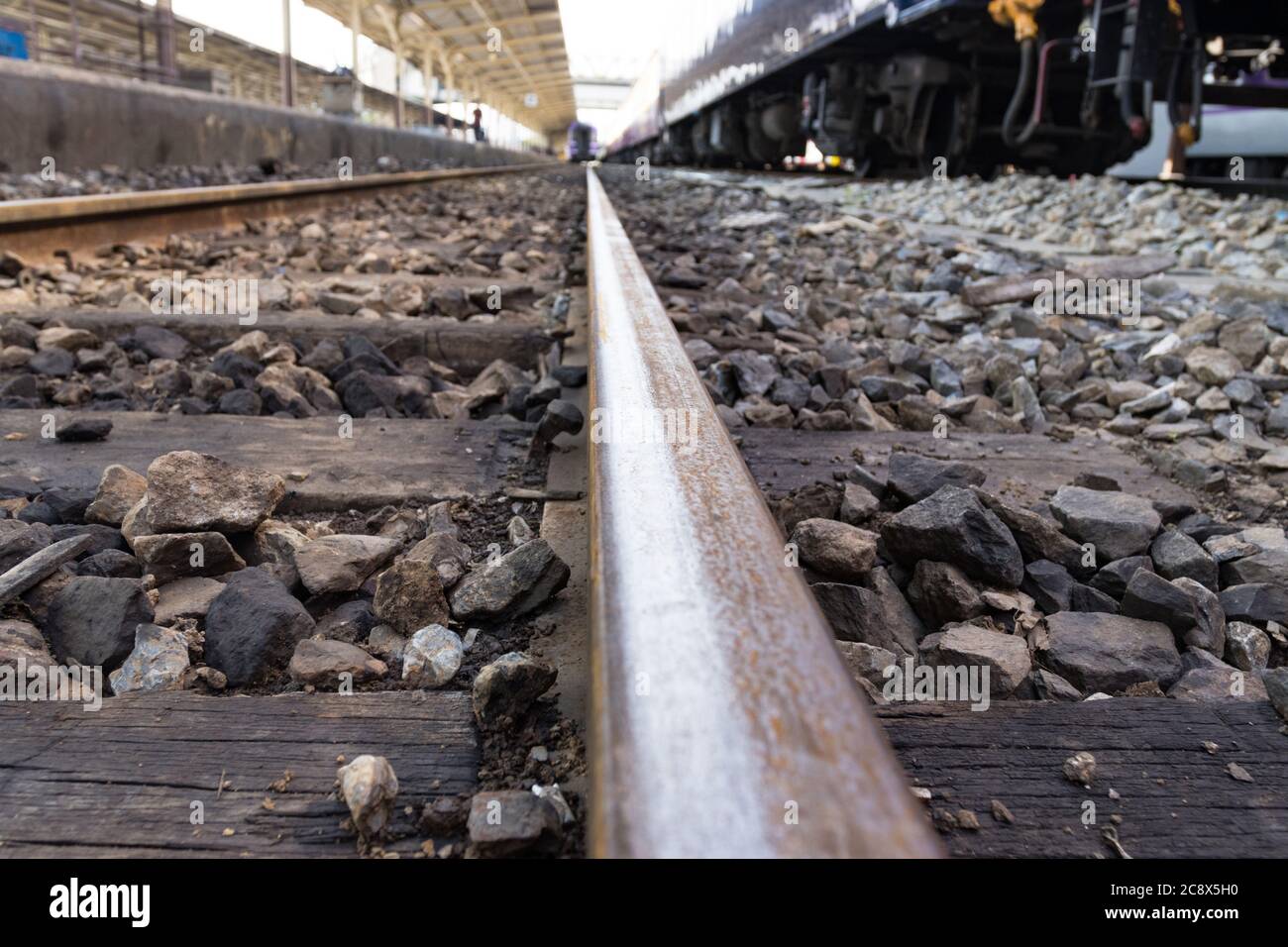 Iron rusty Railway tracks railroad for Trains Stock Photo - Alamy
