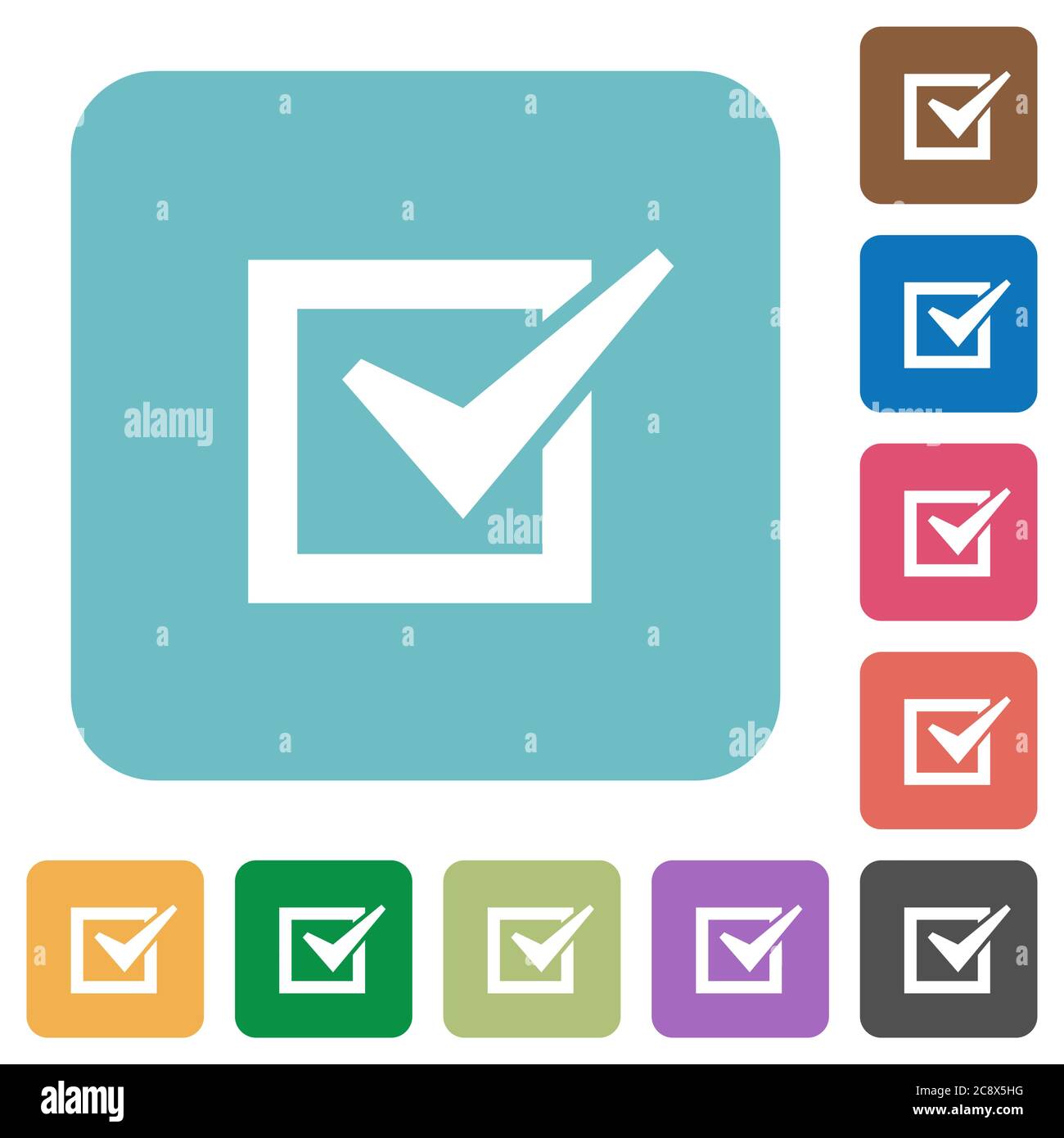 Flat checked box icons on rounded square color backgrounds Stock Vector ...