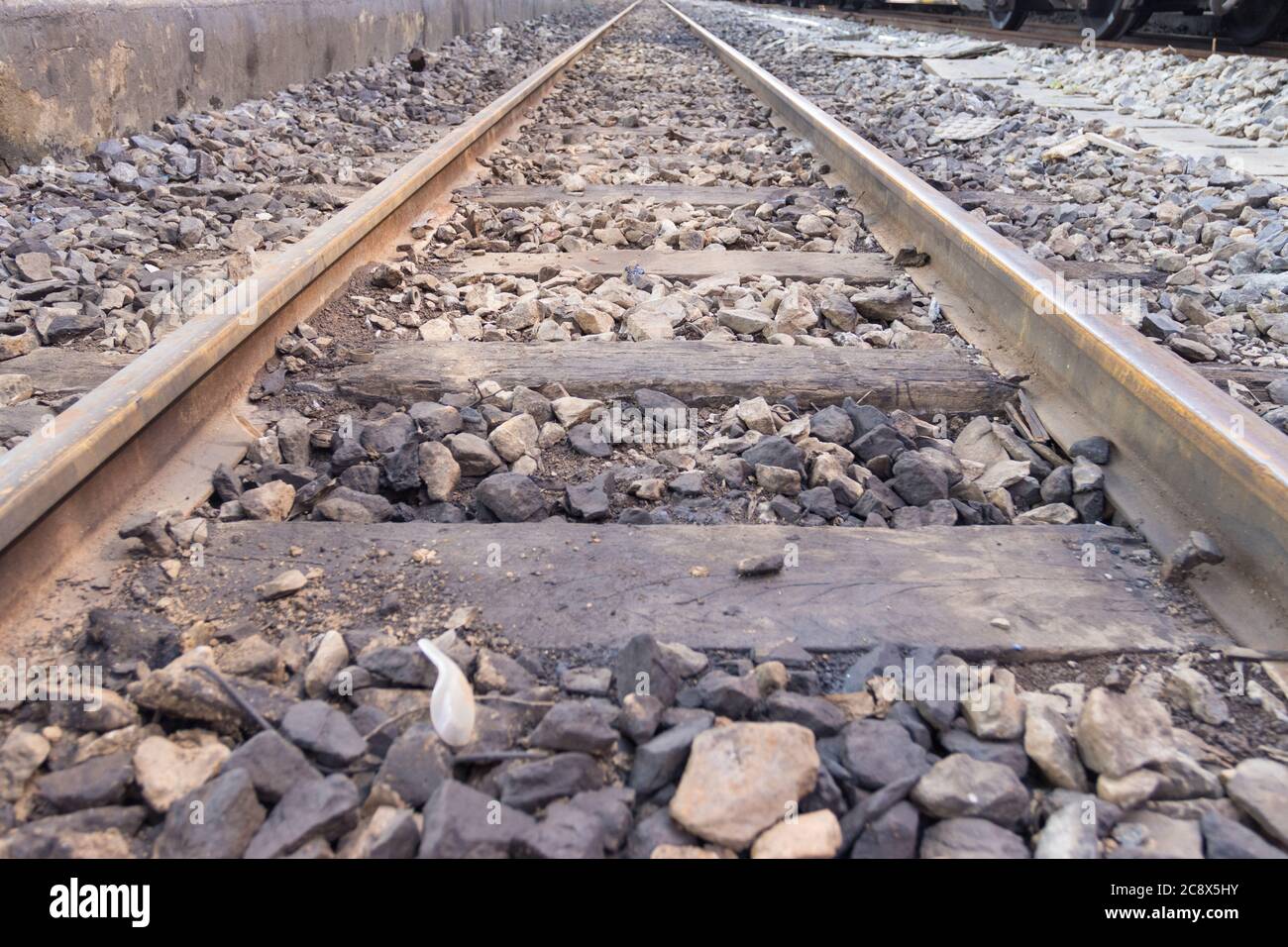 Iron rusty Railway tracks railroad for Trains Stock Photo - Alamy