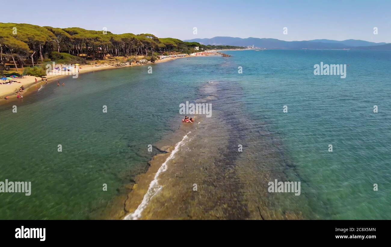 Amazing aerial view of Tuscany coastline, Italy from the drone Stock ...