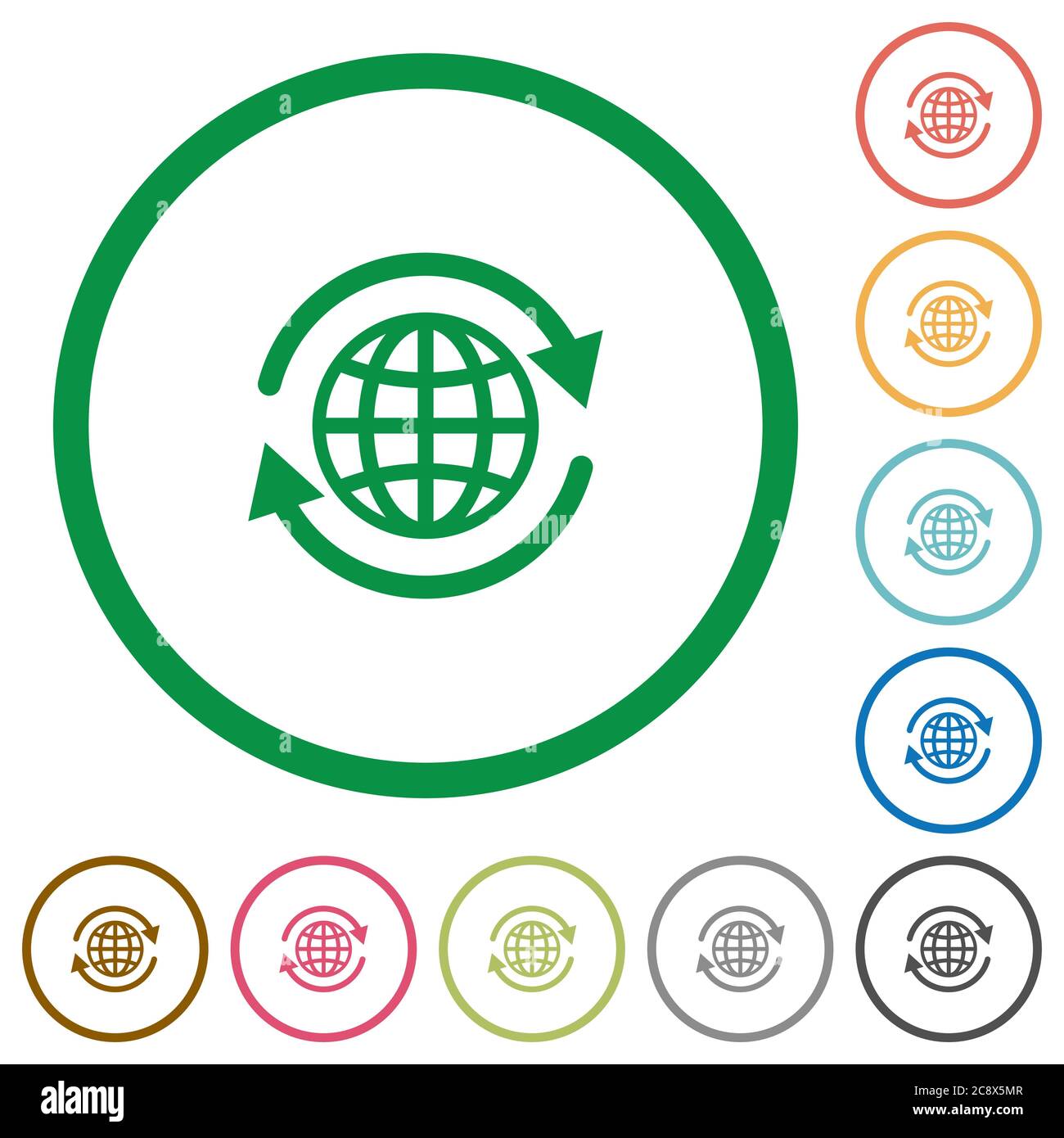 Set of international color round outlined flat icons on white background Stock Vector Image ...