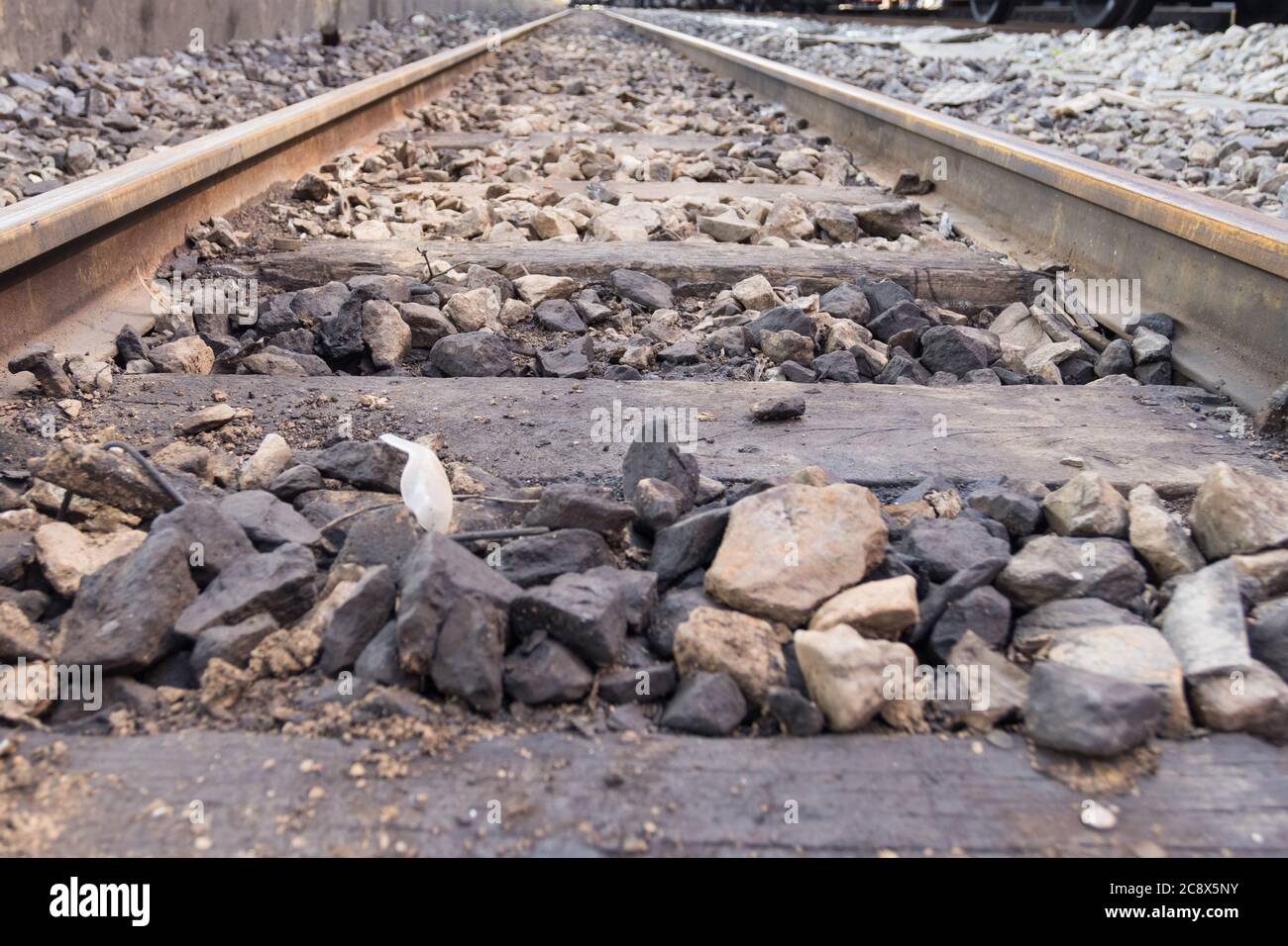 Iron rusty Railway tracks railroad for Trains Stock Photo - Alamy