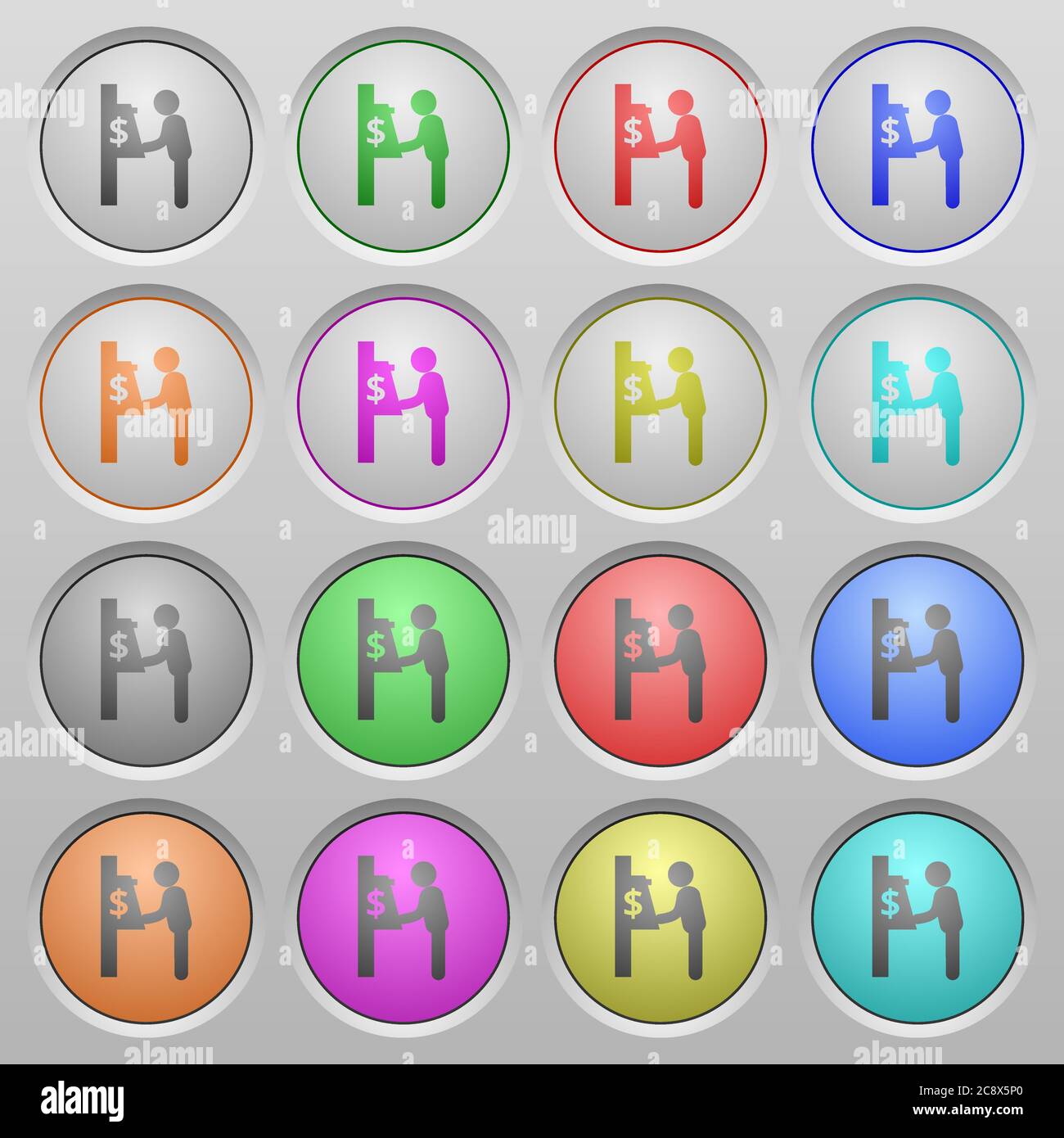Set of Dollar cash machine plastic sunk spherical buttons Stock Vector ...