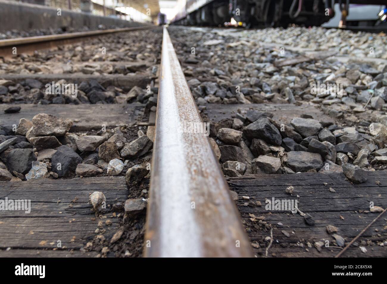 Iron rusty Railway tracks railroad for Trains Stock Photo - Alamy