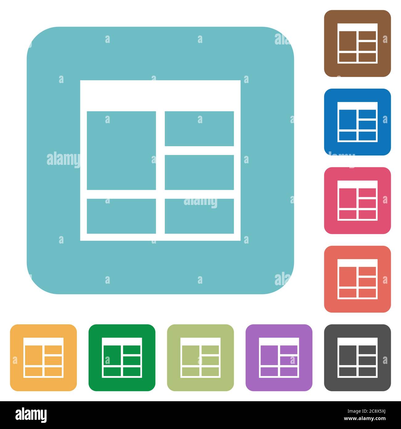 Flat Spreadsheet vertically merge table cells icons on rounded square color backgrounds Stock ...