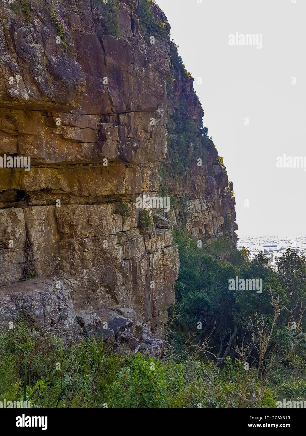 Cliffs and rocks in the Table Mountain National Park in Cape Town in ...