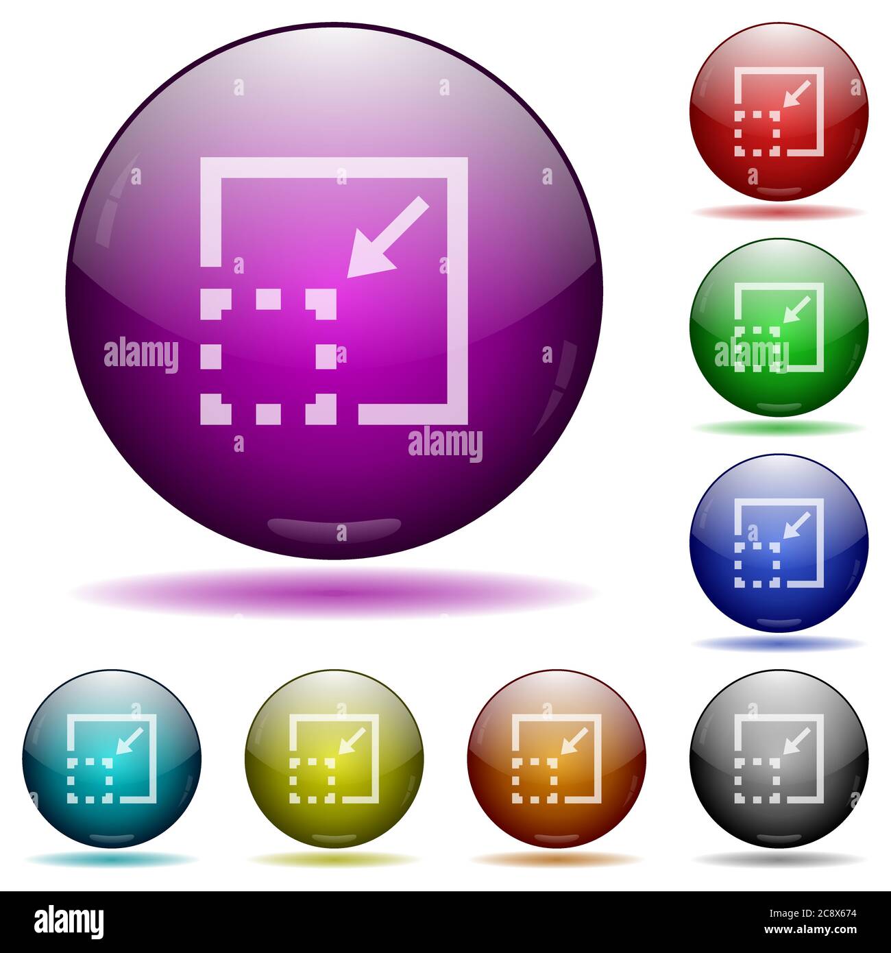 Set of color minimize element glass sphere buttons with shadows Stock ...