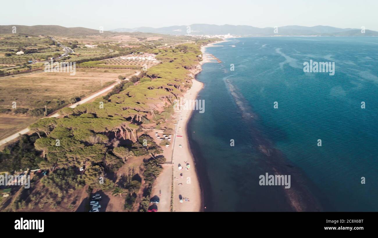 Amazing aerial view of Tuscany coastline, Italy from the drone Stock ...