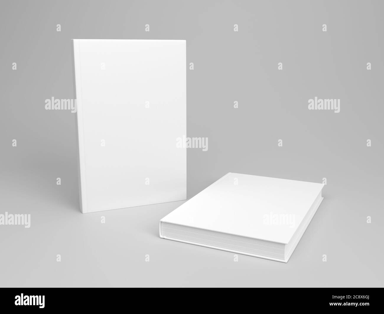 Isolated blank book template standing and layed down on neutral ...