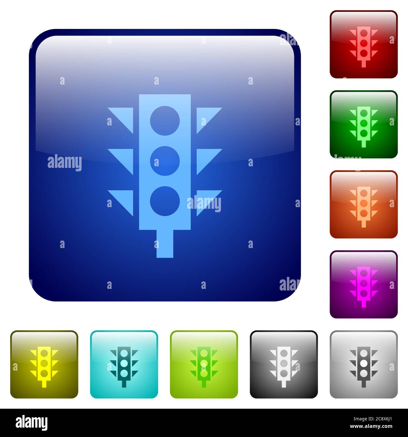 Set of traffic light color glass rounded square buttons Stock Vector ...