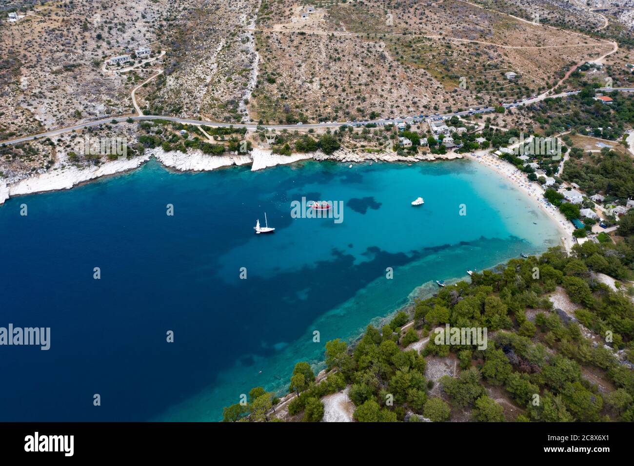 Above Aliki, Thassos Island Greece, high resolution aerial view ...