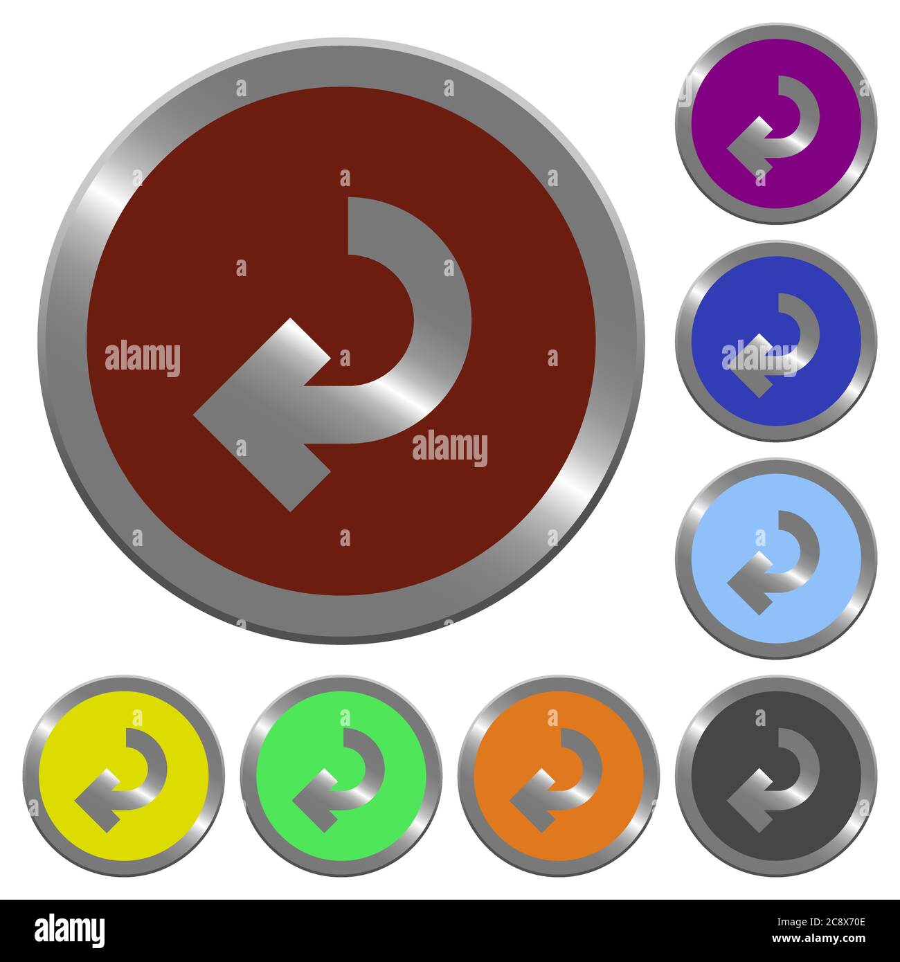 Set of color glossy coin-like return arrow buttons Stock Vector Image ...