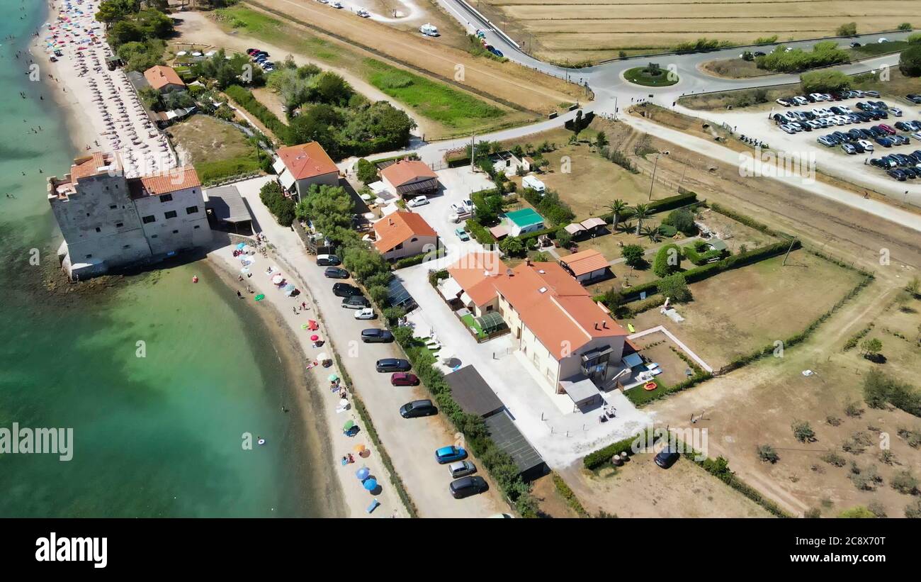 Torre Mozza, Tuscany. Aerial view of beautiful italian coastline Stock ...