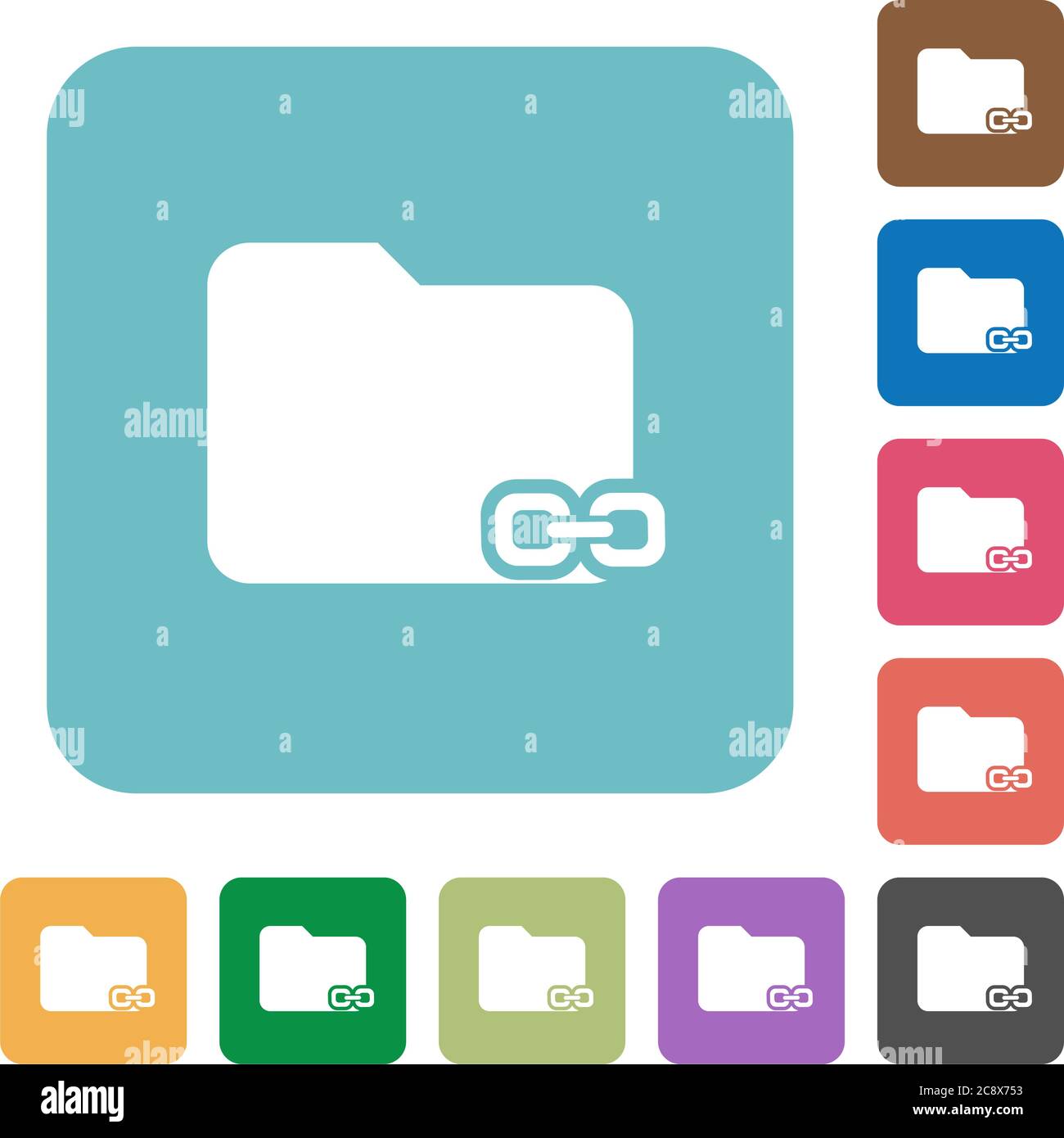Flat linked folder icons on rounded square color backgrounds Stock ...