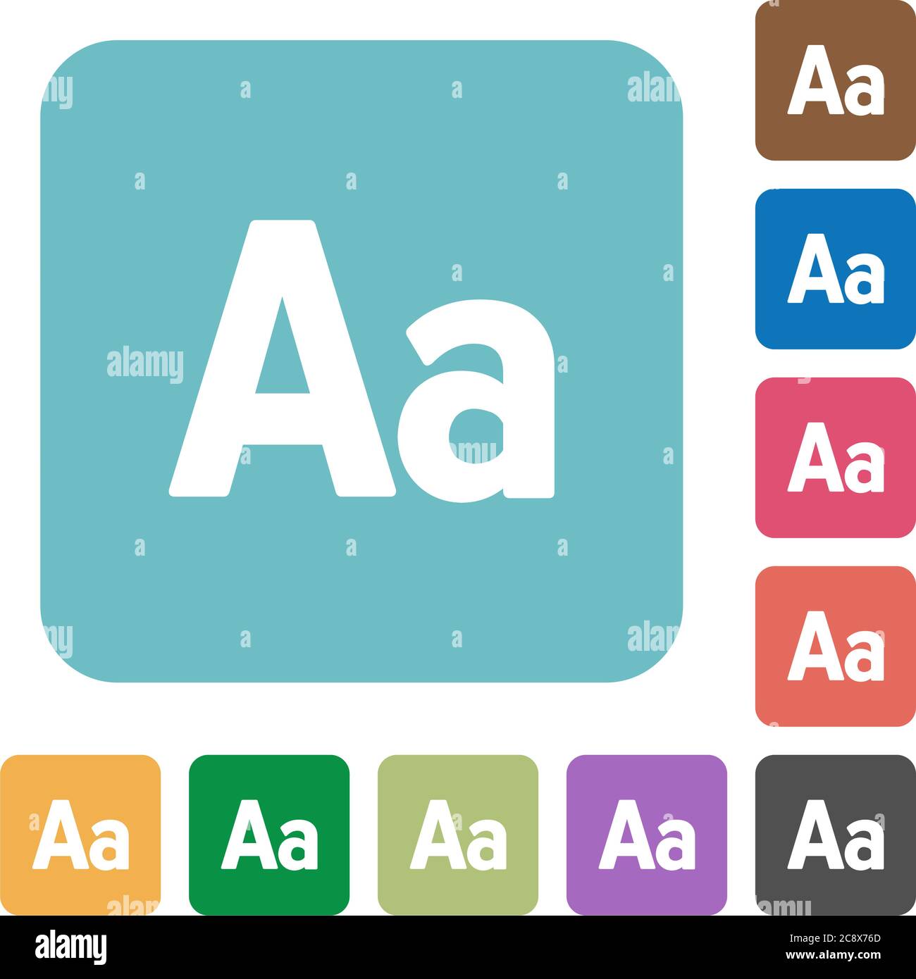 Flat Adjust font size icons on rounded square color backgrounds Stock ...