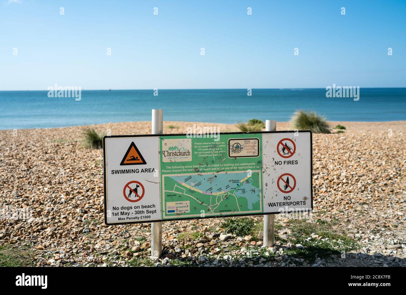 Beach signs on the beach at Highcliffe Dorset Stock Photo - Alamy