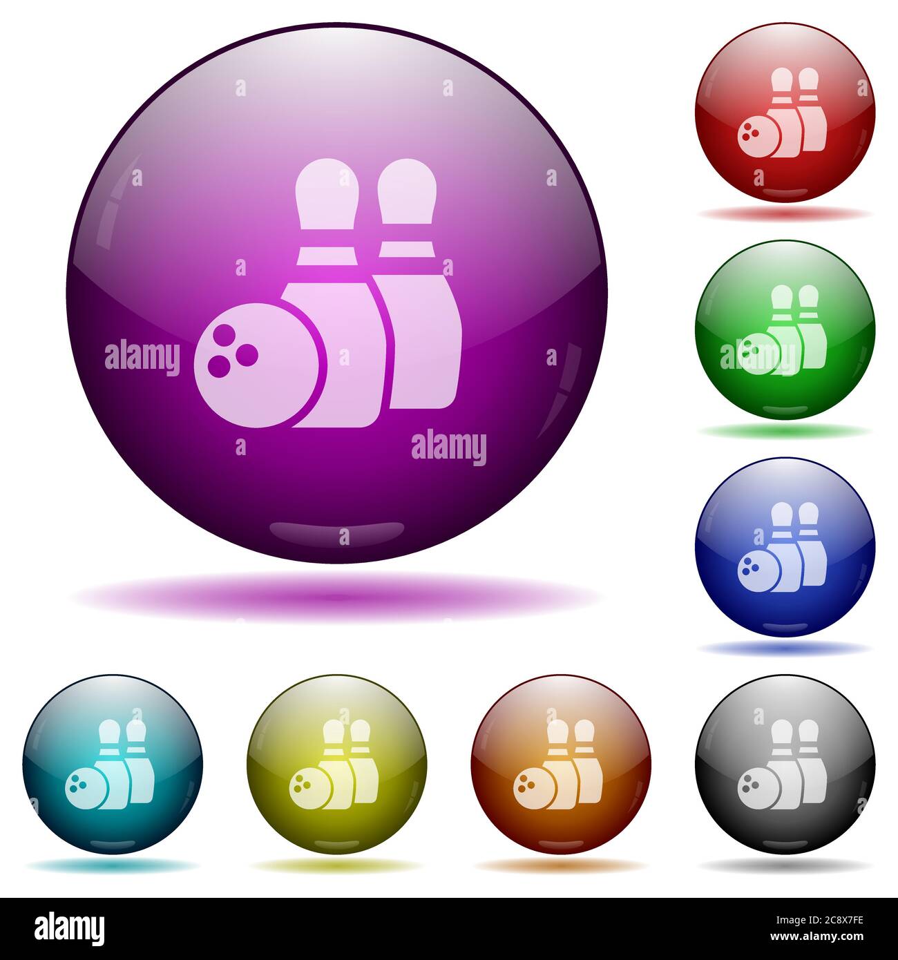 Set of color bowling glass sphere buttons with shadows Stock Vector ...