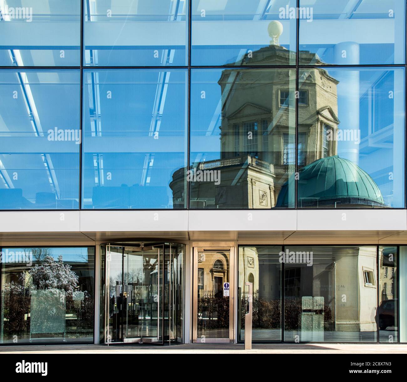 Gree College Observatory reflected in the glass of the mathematical ...