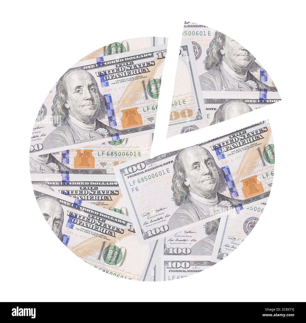 Conceptual illustration of a financial diagram with hundred dollar ...