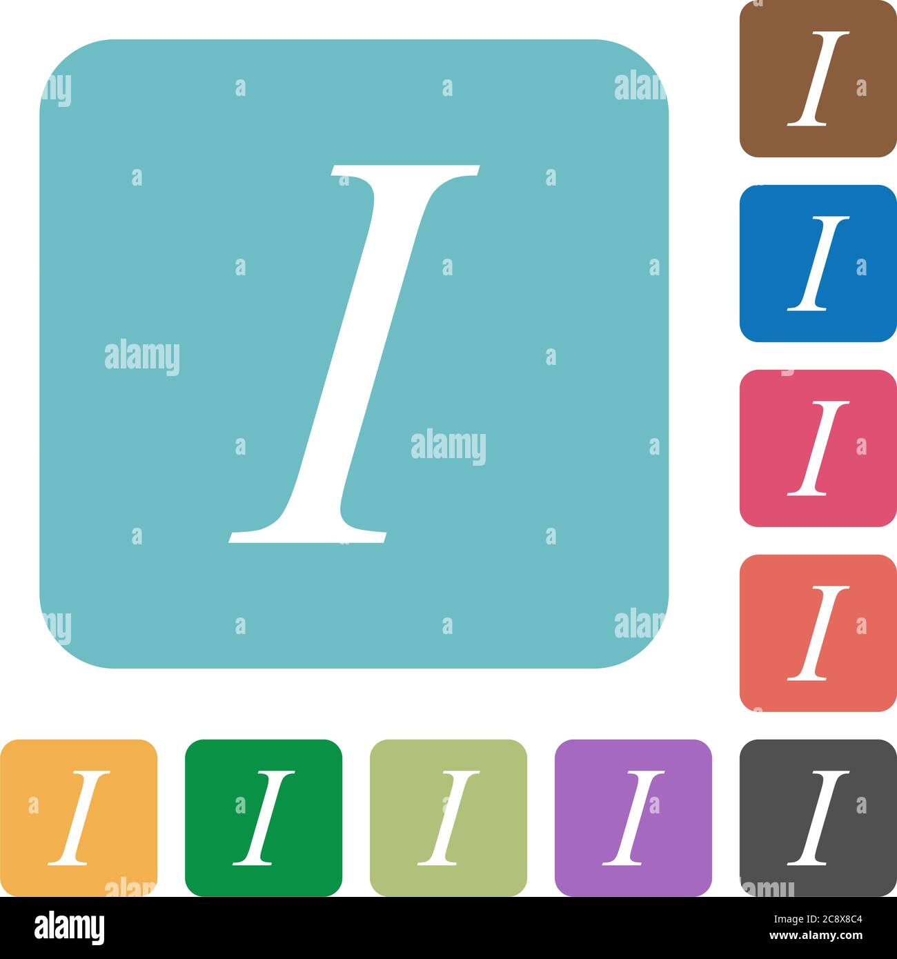Flat Italic font type icons on rounded square color backgrounds Stock Vector Image & Art - Alamy