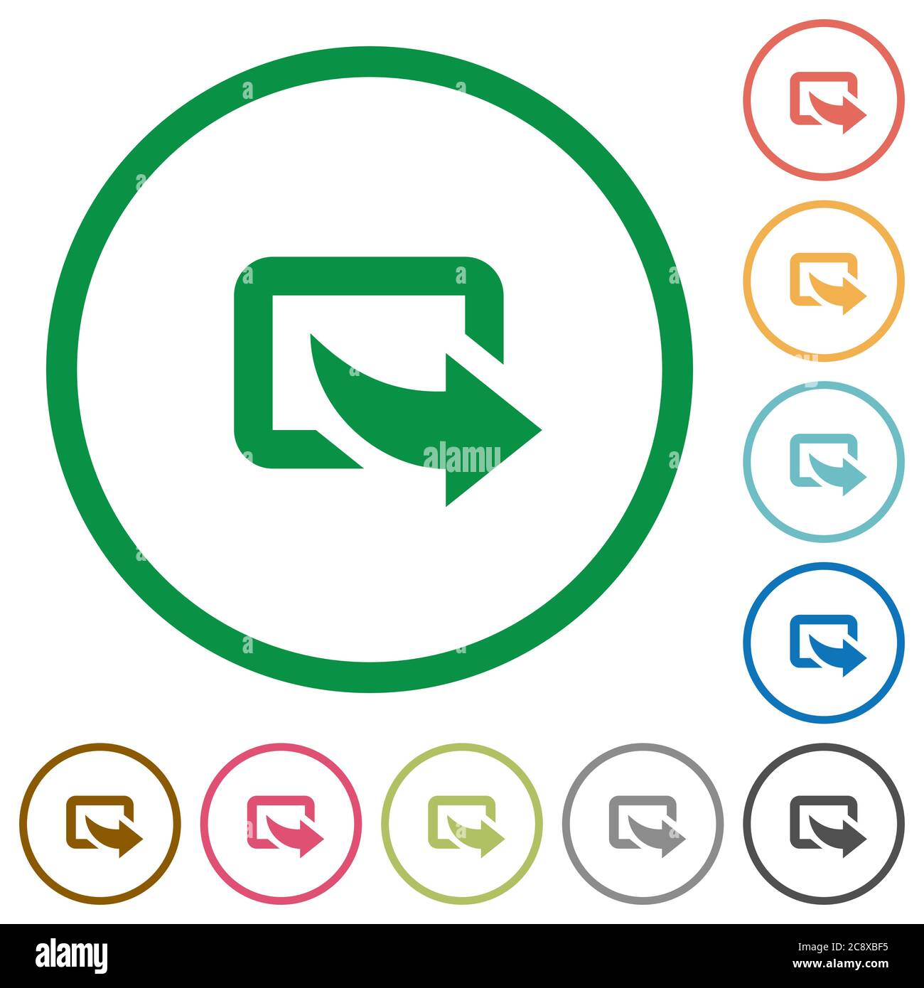 Set of export color round outlined flat icons on white background Stock ...