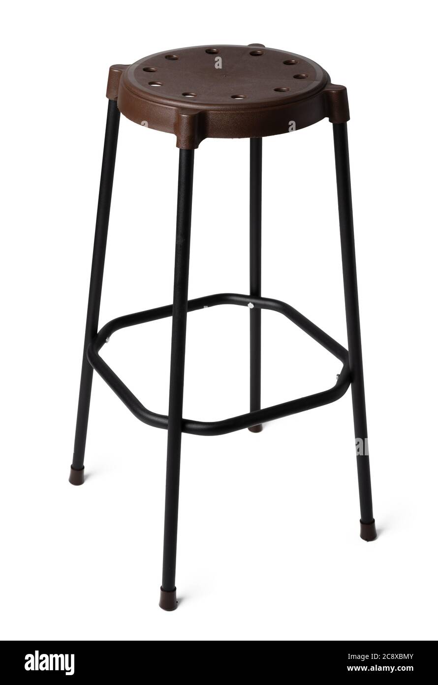High plastic bar stool isolated on white Stock Photo - Alamy