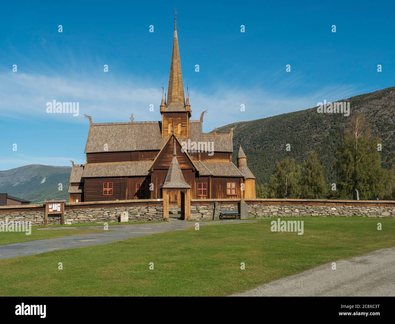 Norwegian traditional medieval wooden stave church of Lom also called ...
