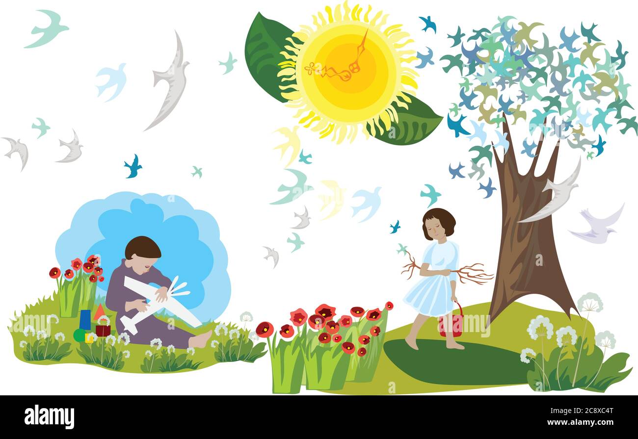 Girl child having fun in Stock Vector Images - Alamy