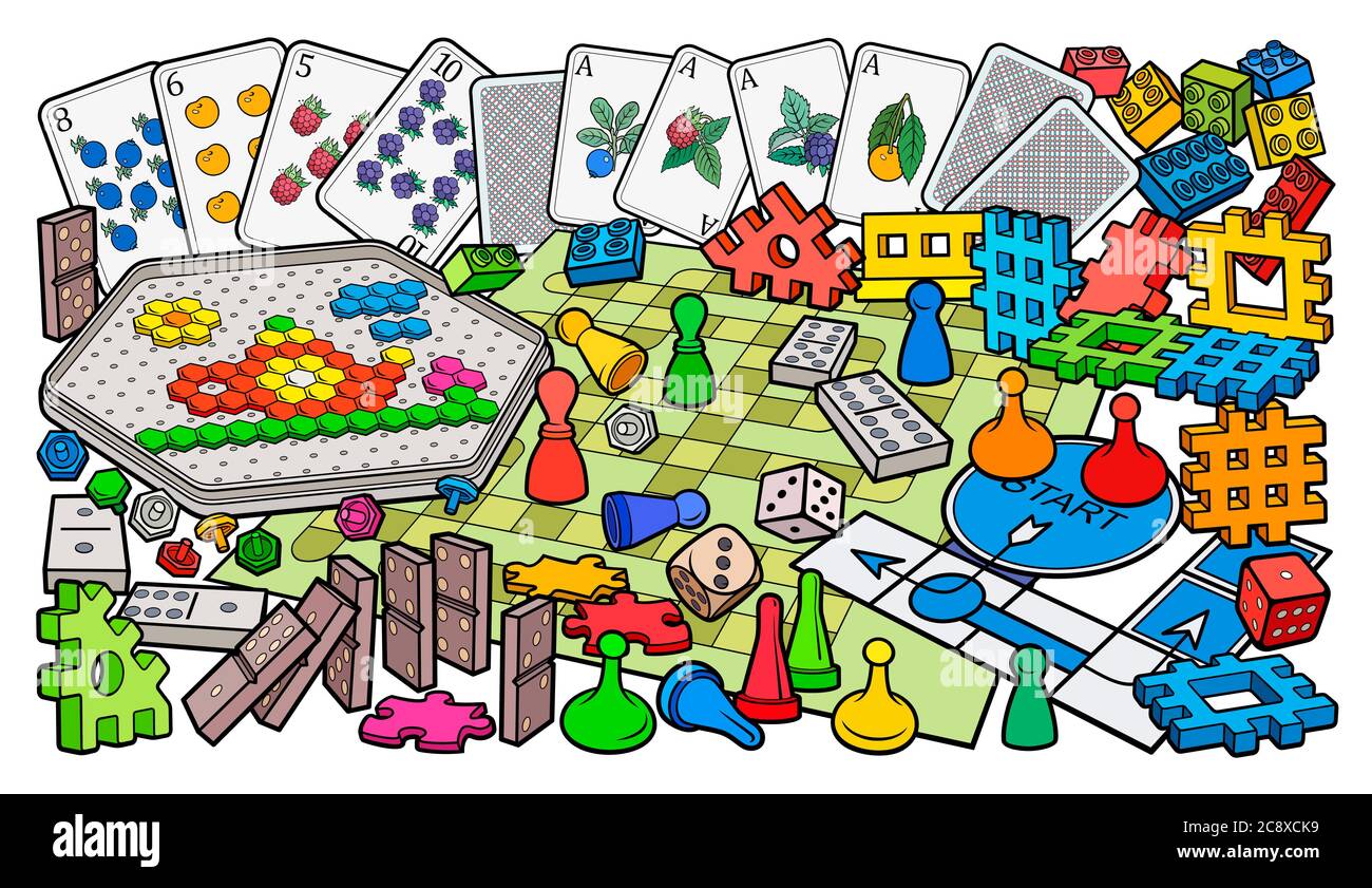 Cartoon cute doodles kids toys and board games Stock Vector Image & Art ...