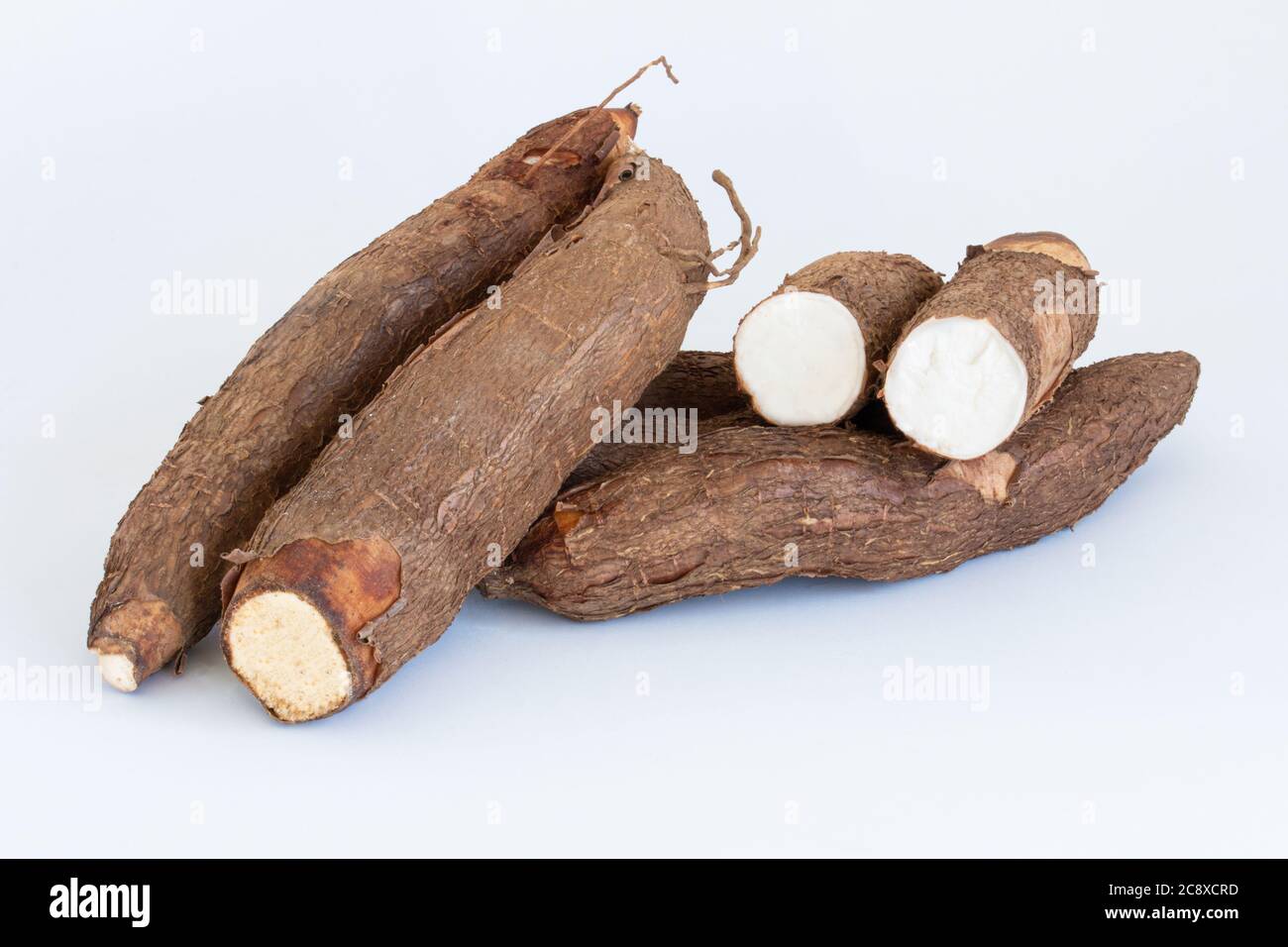 Fresh Cassava root isolated on a white background. Space copy Stock ...