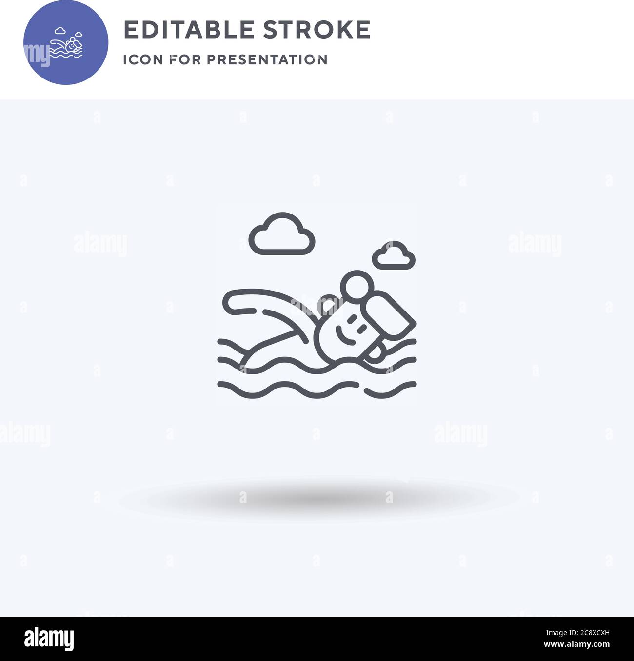 Swim icon vector, filled flat sign, solid pictogram isolated on white ...