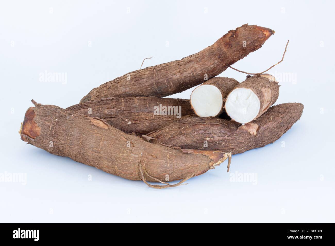 Fresh Cassava root isolated on a white background. Space copy Stock ...