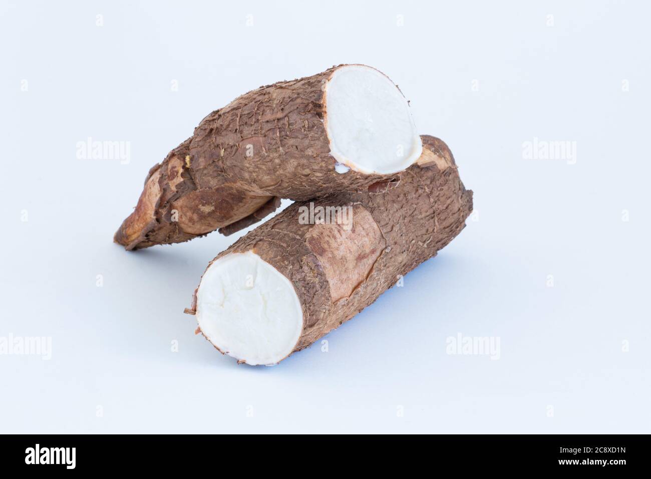 Fresh Cassava root isolated on a white background. Space copy Stock ...