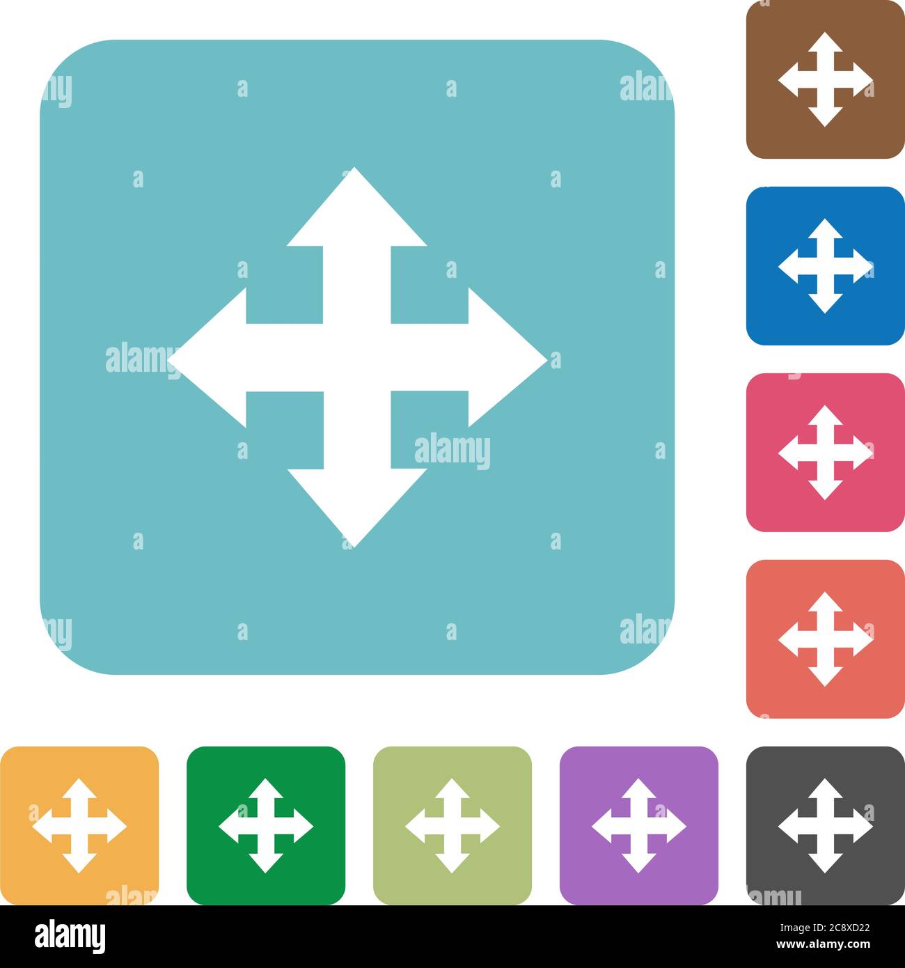 Flat move arrows icons on rounded square color backgrounds Stock Vector ...