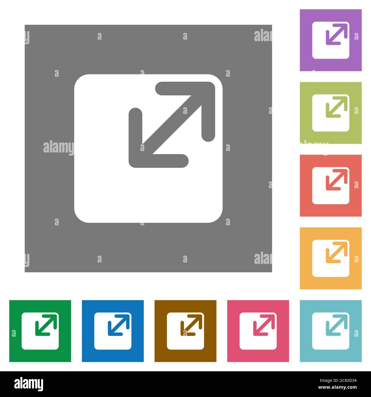 Resize window flat icon set on color square background Stock Vector ...
