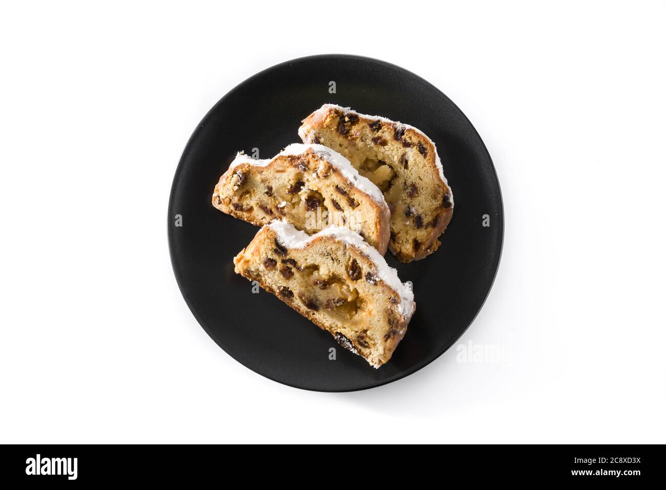 Christmas stollen fruit slice isolated on white background Stock Photo ...