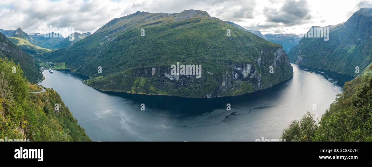 Panorama of Geirangerfjord in Sunnmore region, Norway, one of the most ...