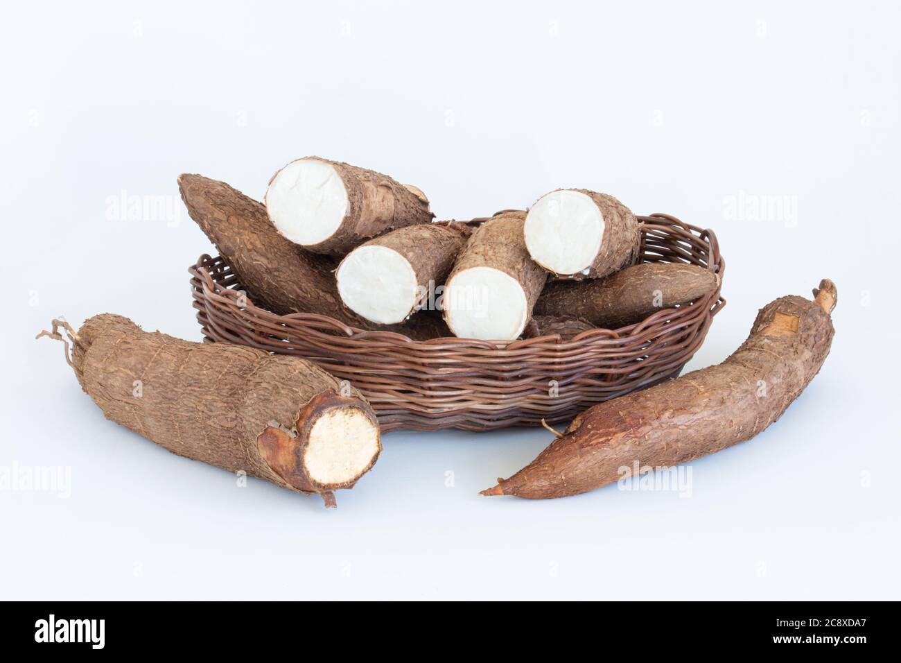 Fresh Cassava root isolated on a white background. Space copy Stock ...