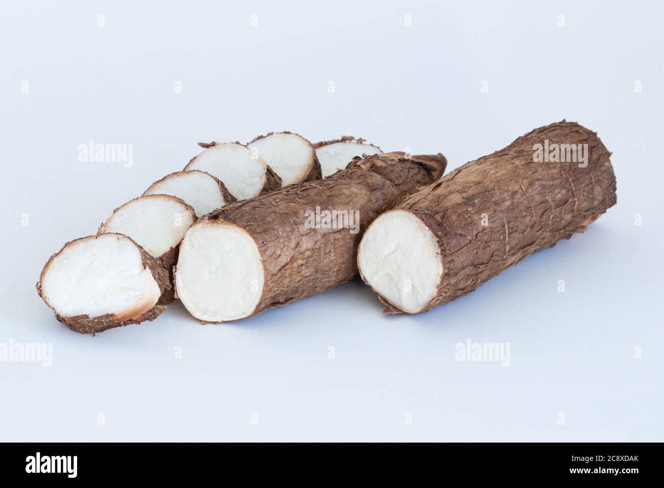 Fresh Cassava root isolated on a white background. Space copy Stock ...