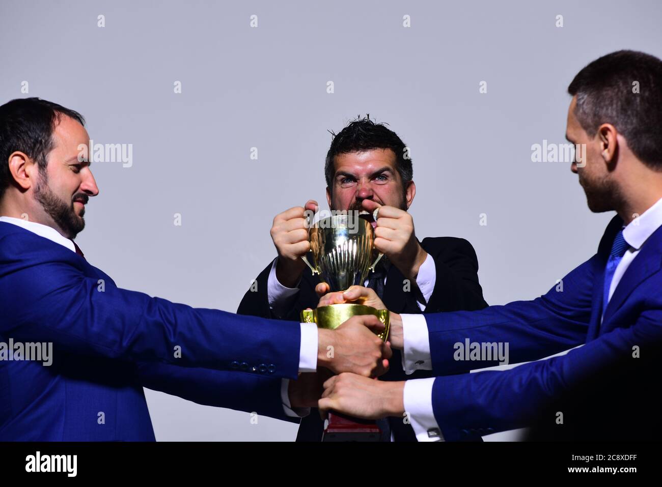 Coworkers or partners fight for winning competition. Business ...