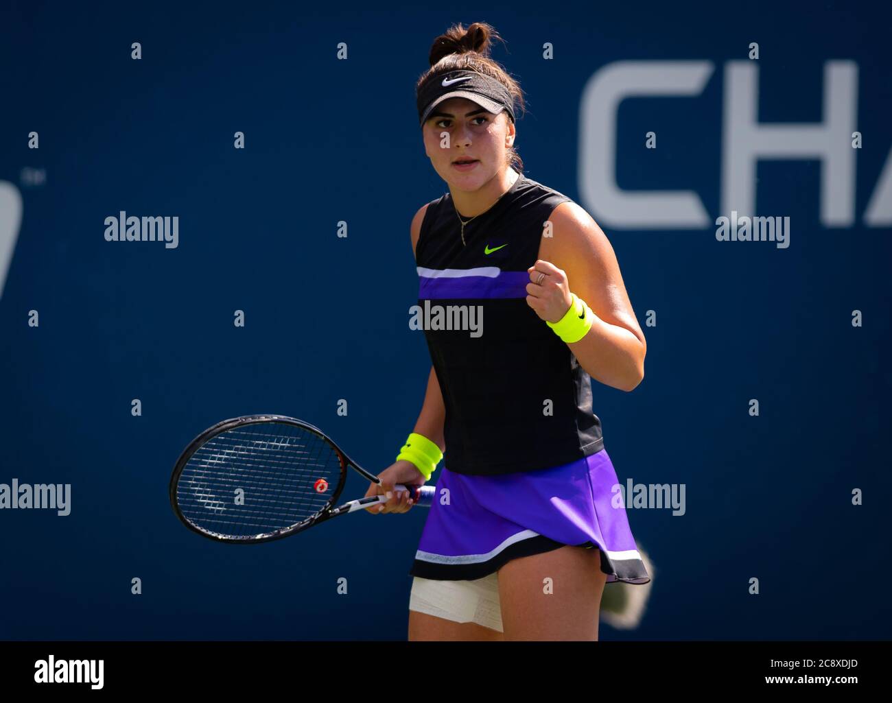 Bianca Andreescu of Canada in action during her second-round match at ...